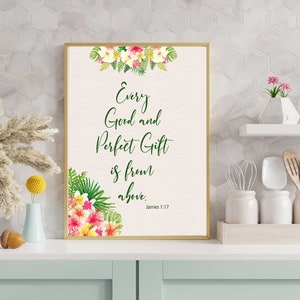 Bible Verse Wall Art Download, Scripture Wall Art Printable, Tropical ...