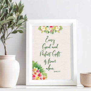 Bible Verse Wall Art Download, Scripture Wall Art Printable, Tropical ...