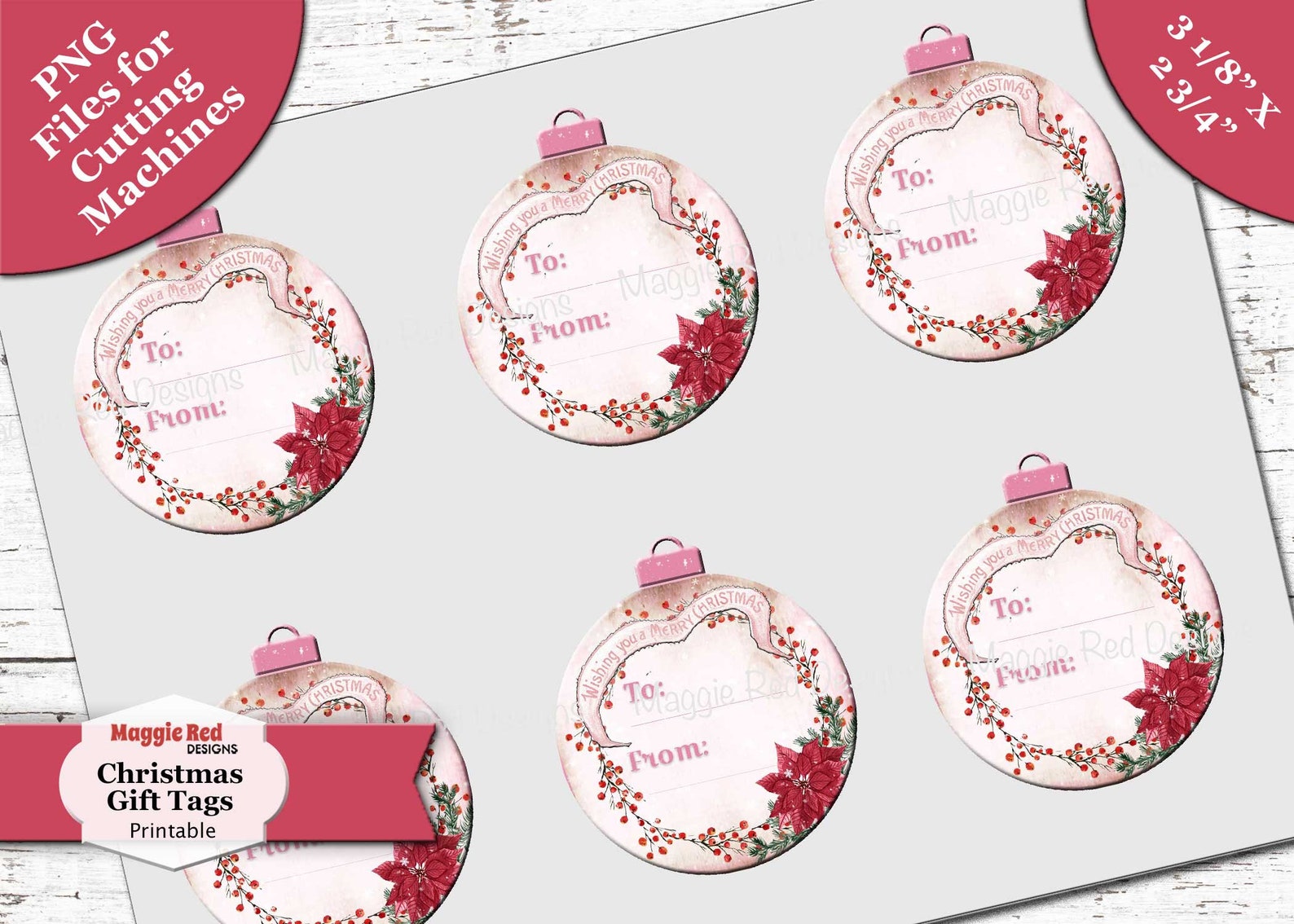 Printable Christmas Gift Tags Holiday Gift Tags Pink - Etsy