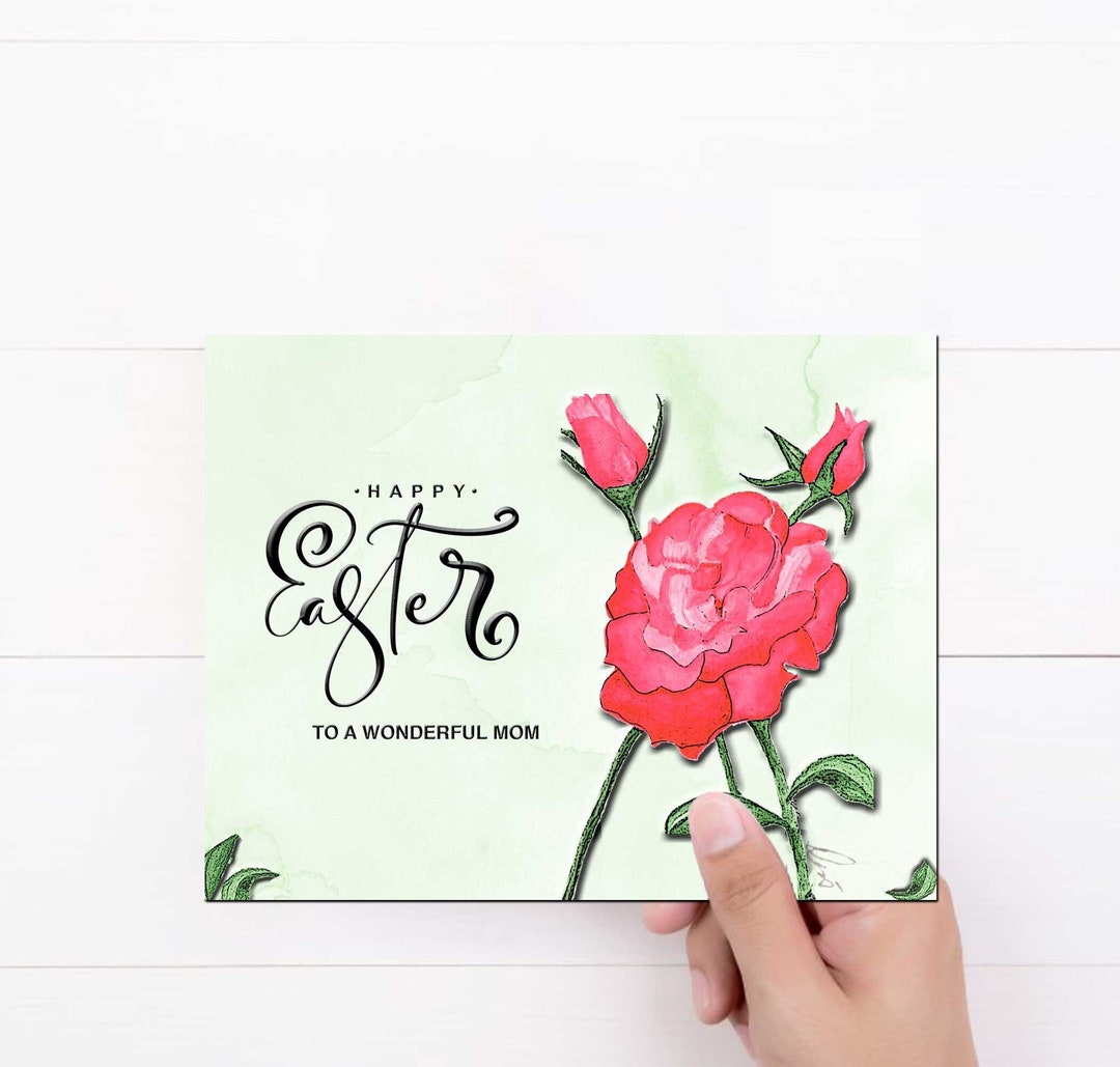 Easter Card for Mom, Happy, Printable, Greeting, Watercolor, Mother ...