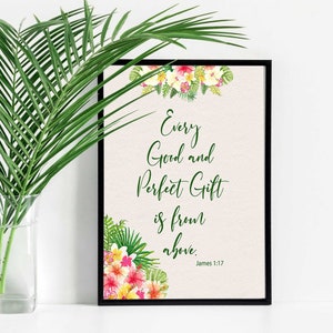 Bible Verse Wall Art Download, Scripture Wall Art Printable, Tropical ...