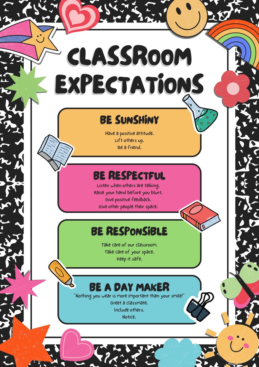Elementary Classroom Rules Poster - Etsy.de