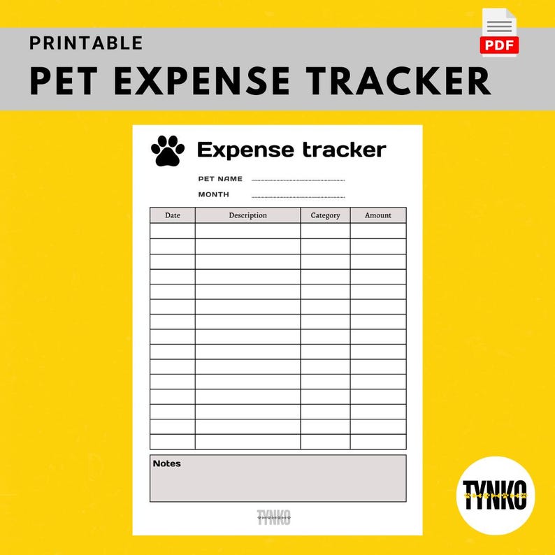 PET EXPENSE TRACKER - Etsy