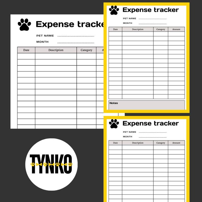 PET EXPENSE TRACKER - Etsy