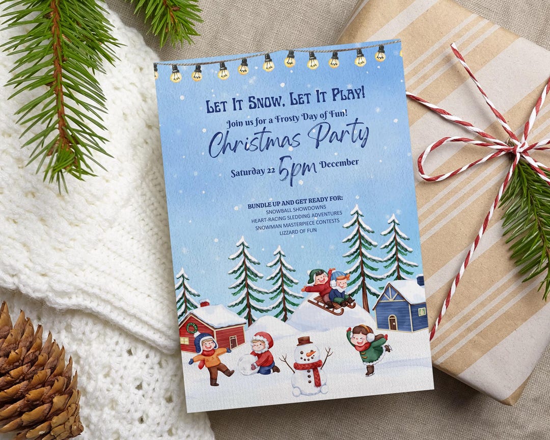 Christmas Snowball Party Invitation Template: Editable Festive Invite ...