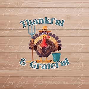 Thankful & Grateful Turkey Png - Etsy