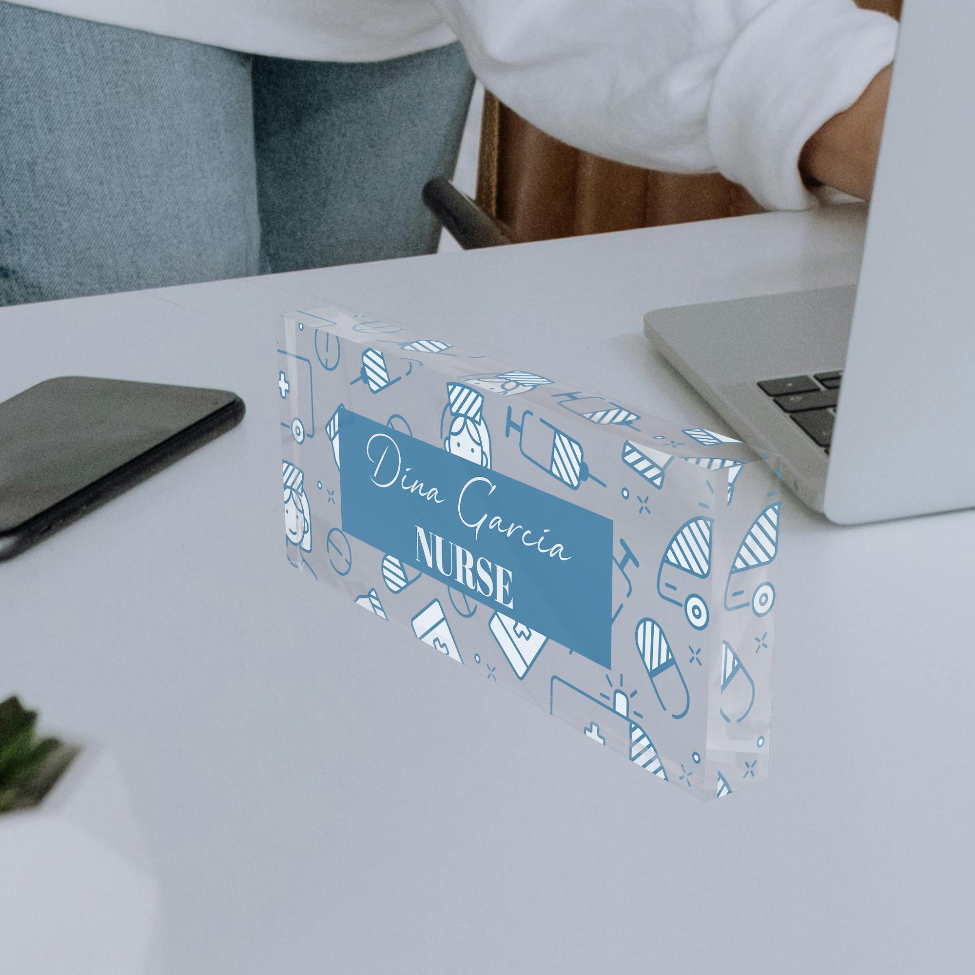 Nurse Desk Name Plate, Funny Desk Name Sign With Caricature for Nurse ...