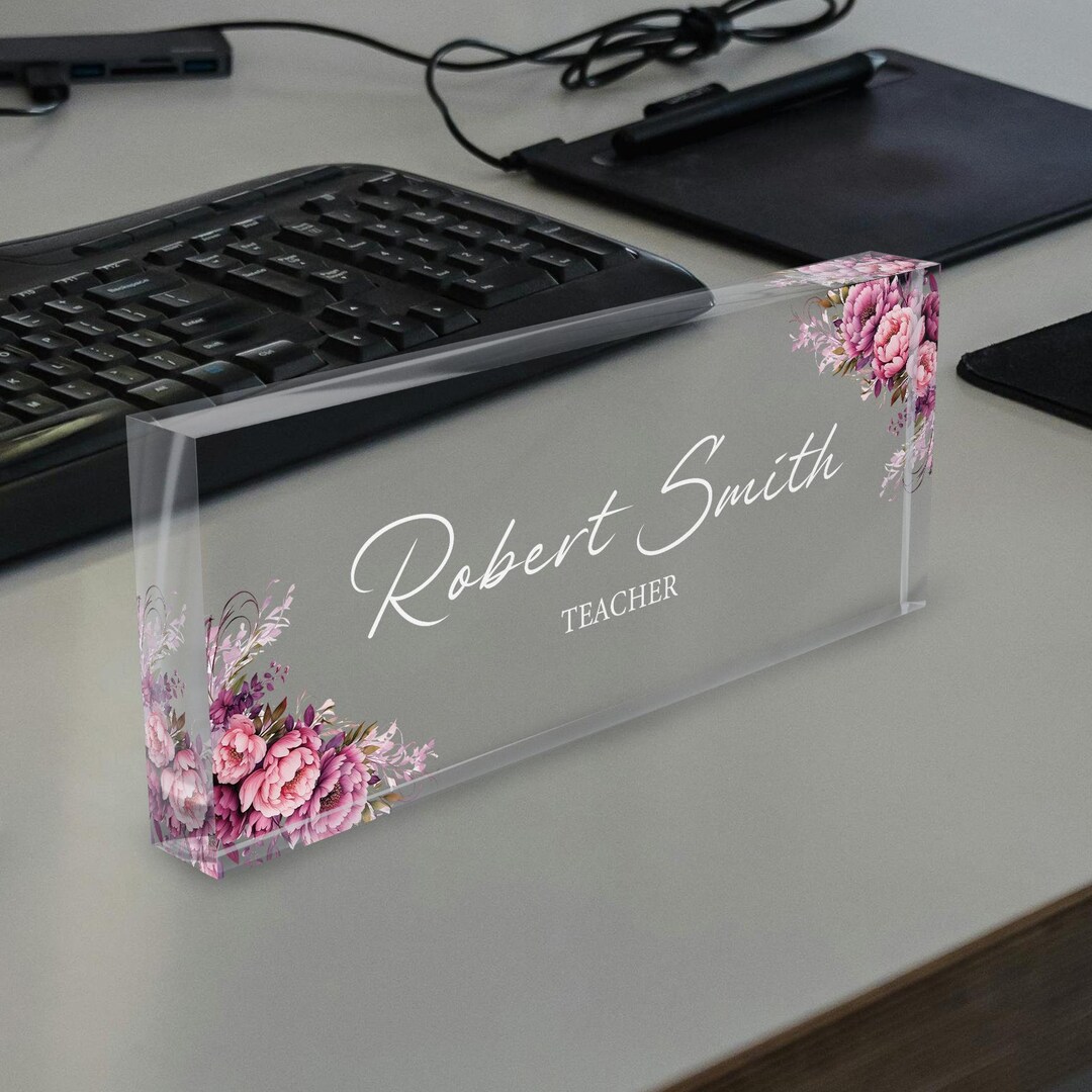 Desk Plaque, Acrylic Name Plate for Desk, Teacher Name Plate ...