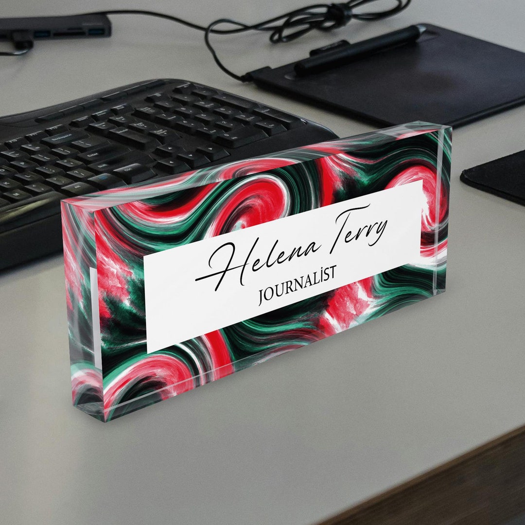 Personalized Desk Name Plate for Office Desk Roses Design on Acrylic ...