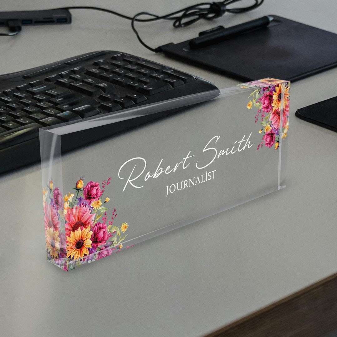 Desk Name Plate, Custom Name Plate for Desk, Acrylic Name Desk Plate ...