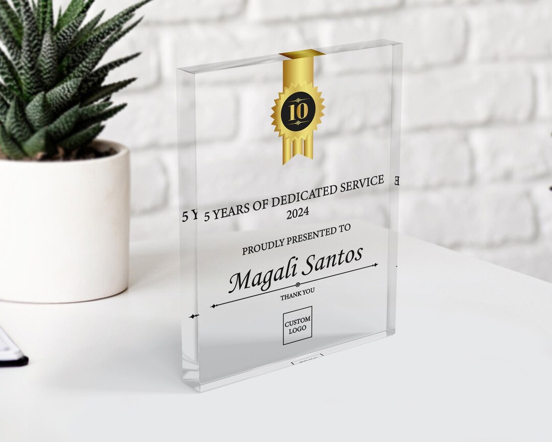 Personalized 10 Year Service Award – Custom Acrylic Employee ...