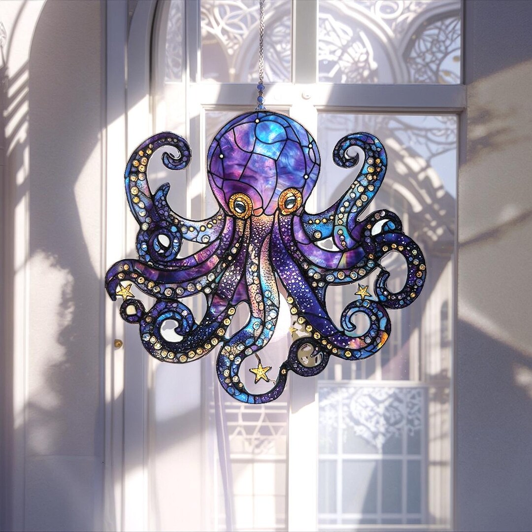 Galaxy Octopus Suncatcher Acrylic Ocean Window Decor for Sea Lovers ...