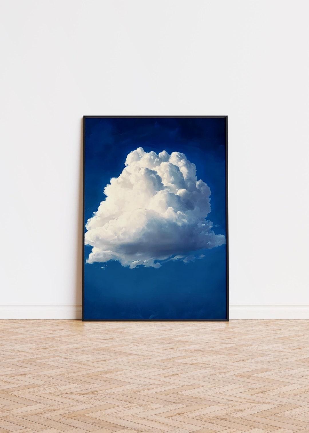 Cloud Wall Art, Lone Cloud, Large Sky Cloud Art, Blue Wall Art, Artful ...