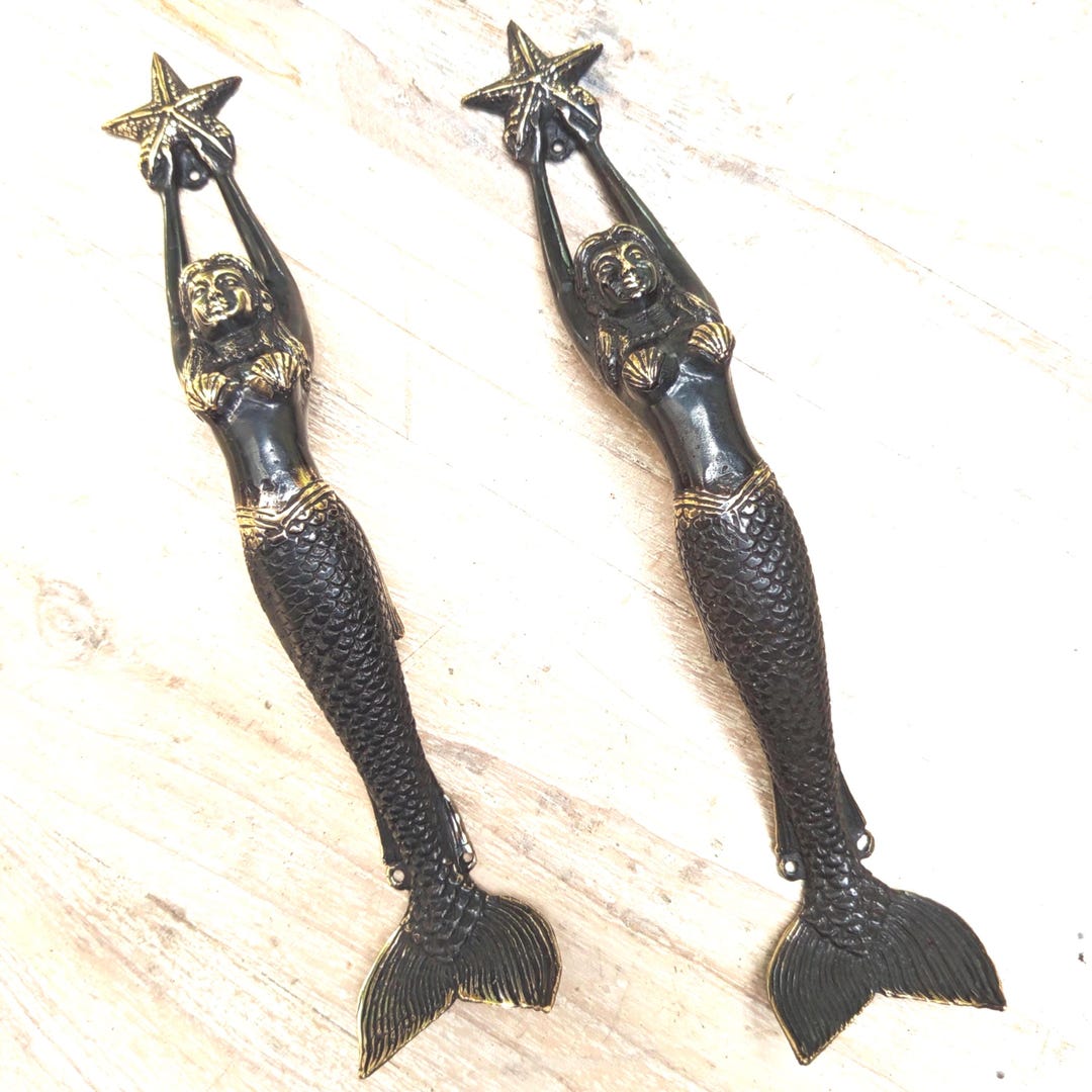 Mermaid Brass Handle – Unique Artistic Door Pull for Cabinets ...