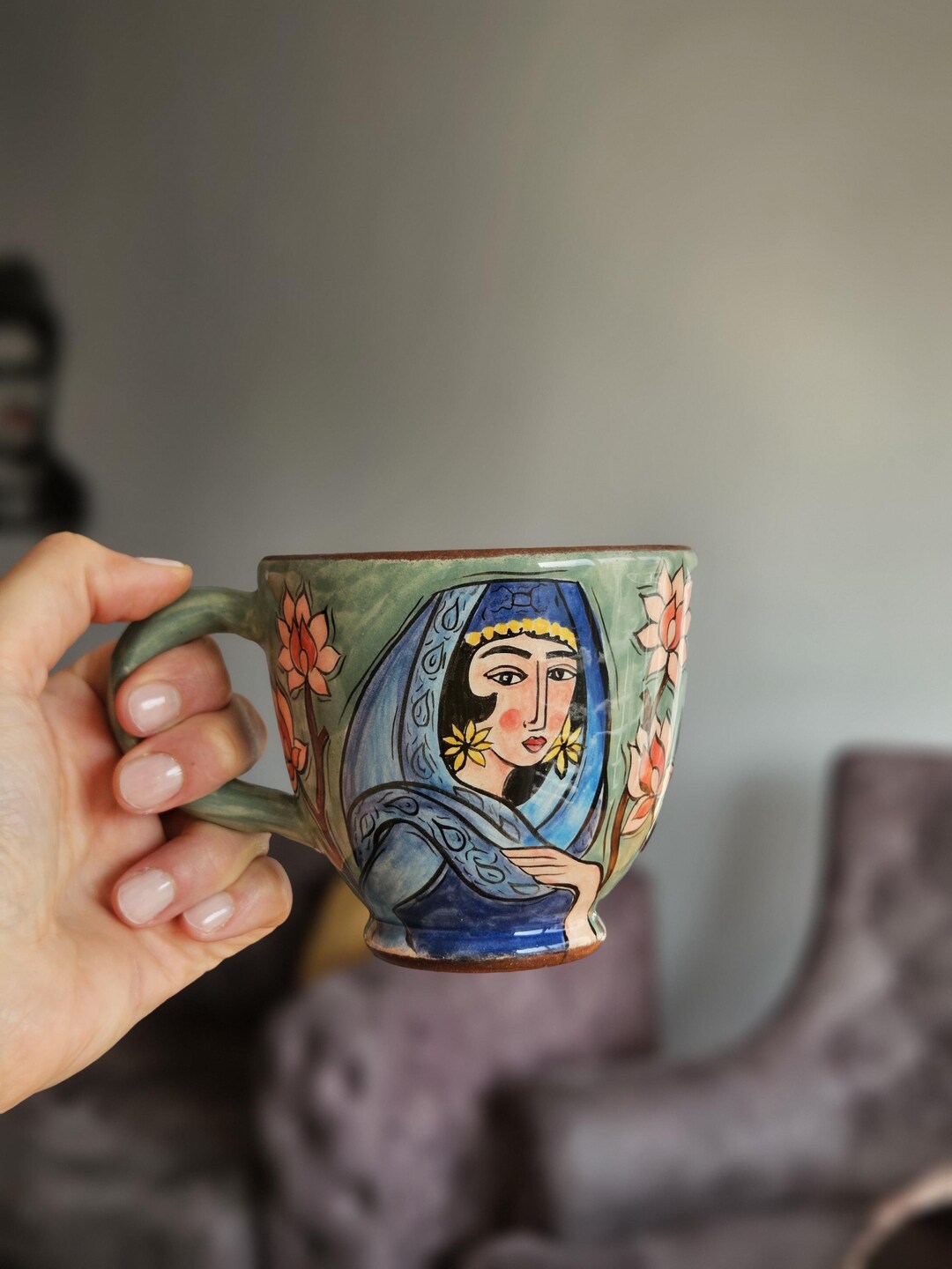 Ottoman Woman Figured Ceramic Cup Handmade Picasso-inspired Coffee Mug ...