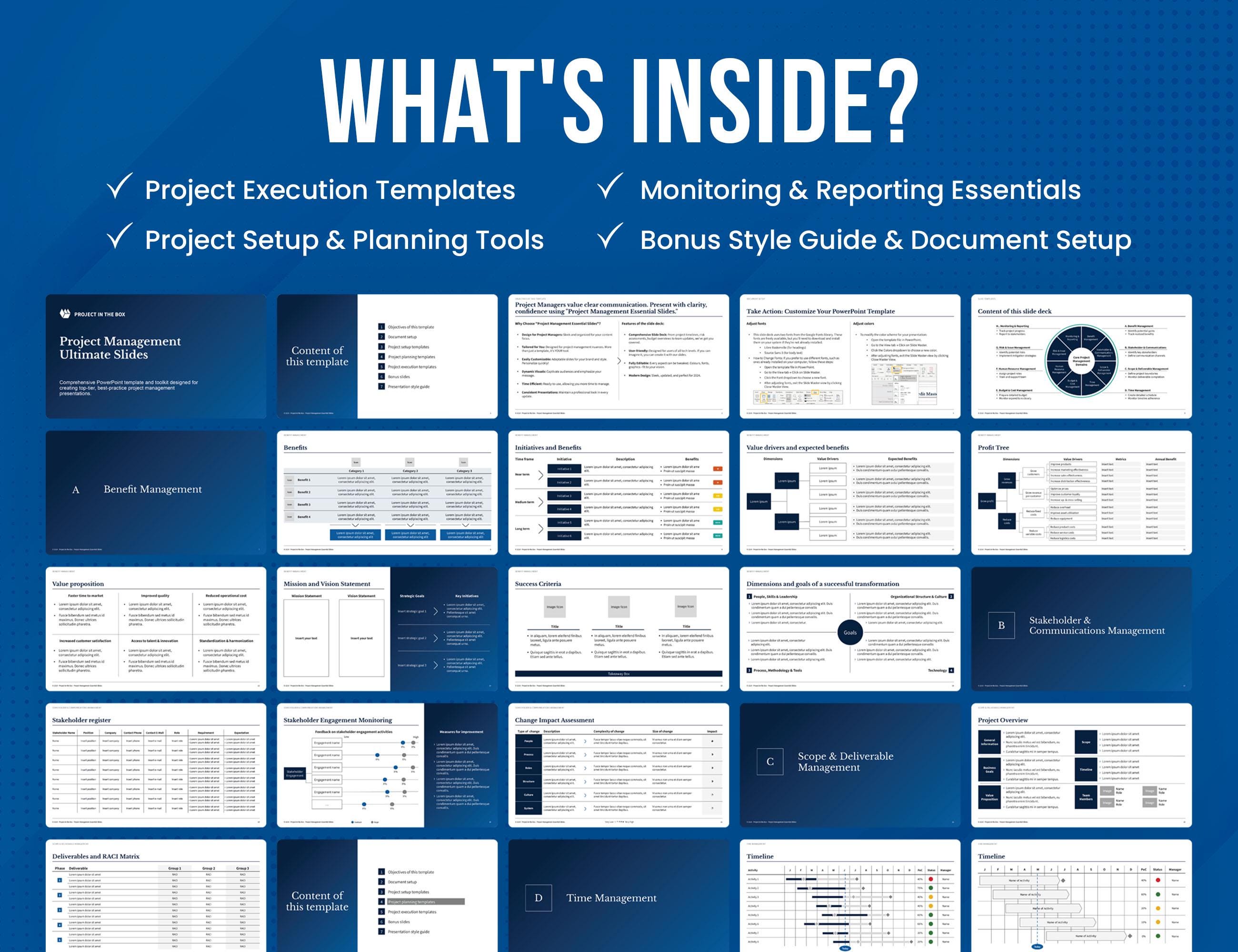 Essential Project Management Powerpoint Template 40+ Editable Slides ...