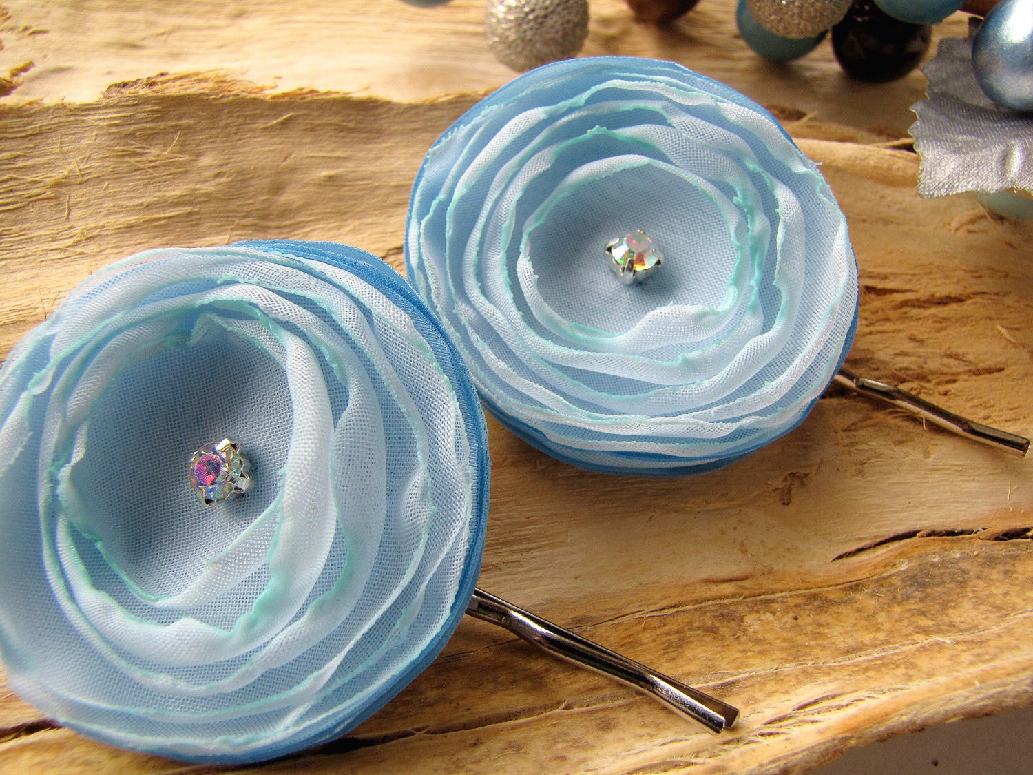 Wedding Accessories, Hair Pins, Flower Pins, Fabric Flower Bobby Pins ...