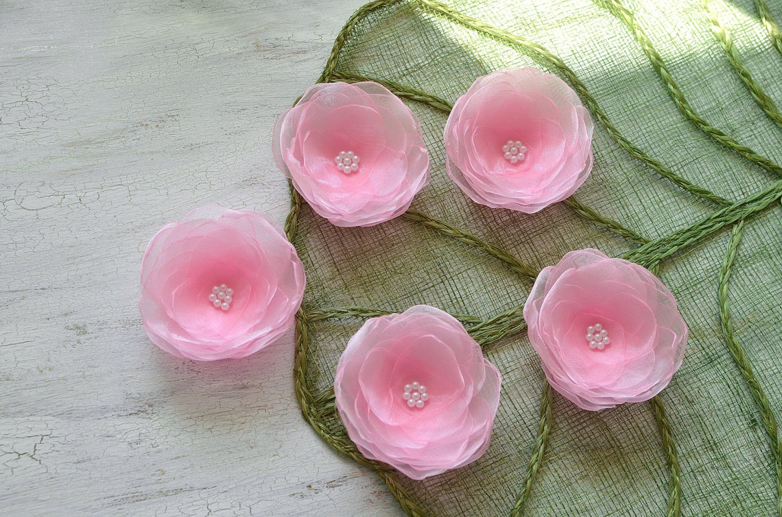 Water Lilies Organza Flower Appliques Fabric Flowers Bulk Etsy