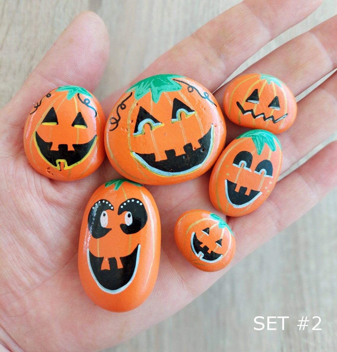 Painted Kindness Rocks Pumpkin Rocks Jack-o-lantern Stones - Etsy