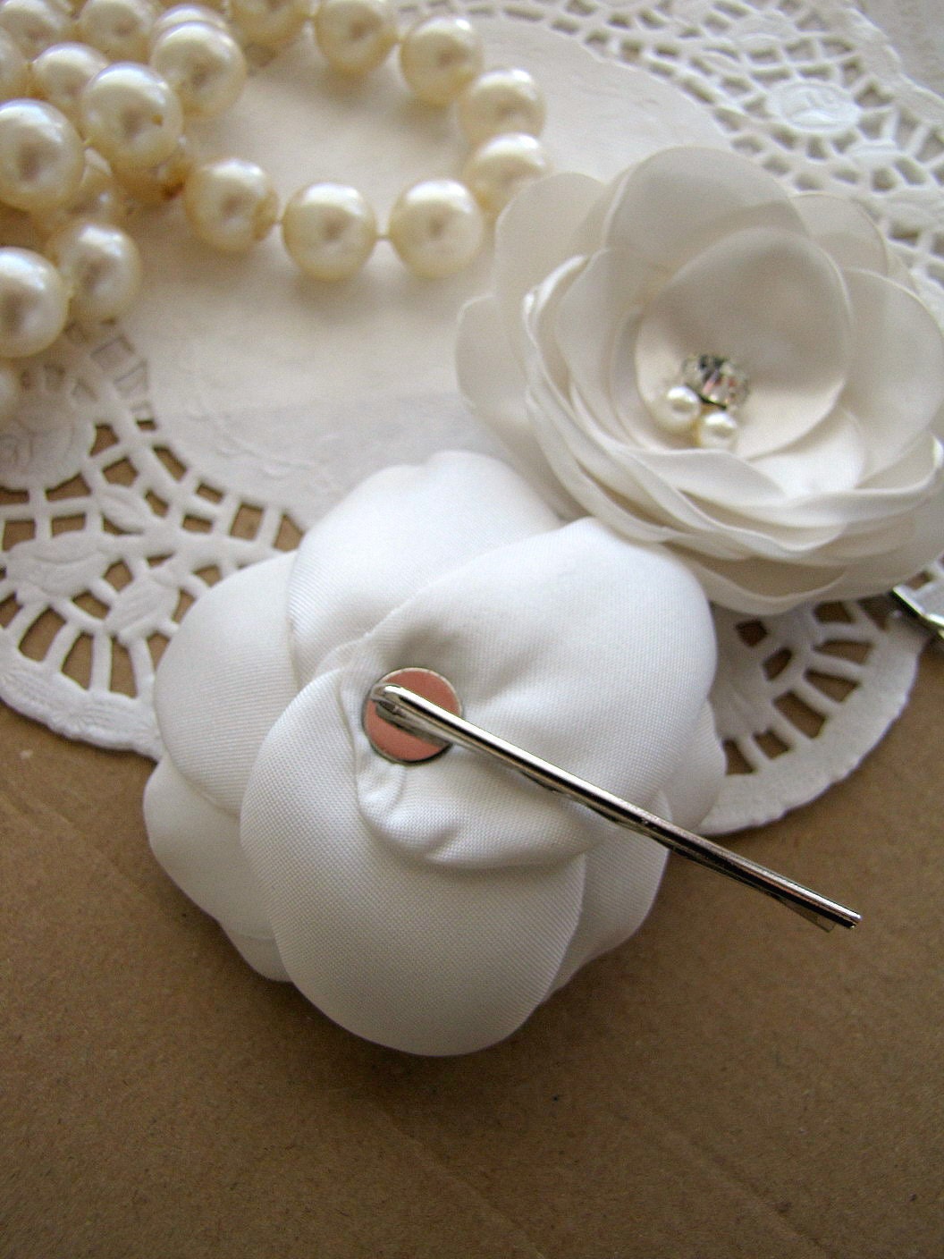 Bridal Hair Pins With Satin Fabric Flowers, Floral Hair Accessories ...