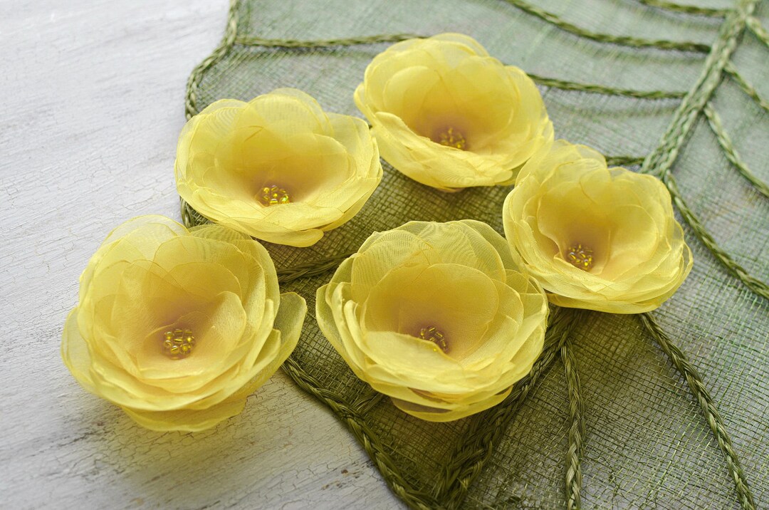 Water Lilies Organza Sew On Flower Appliques Fabric Flowers Handmade