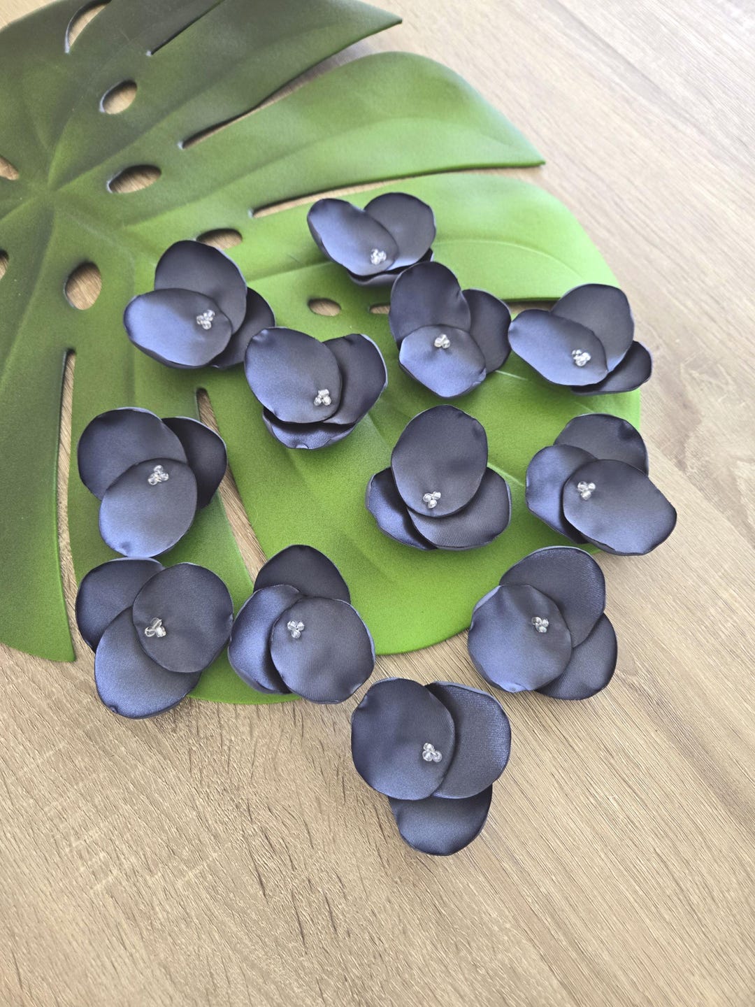 Hydrangea Blossoms-handmade Satin Sew on Flower Appliques, Fabric ...