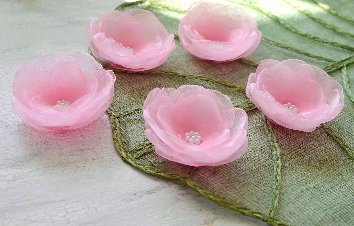 Water Lilies Organza Flower Appliques Fabric Flowers Bulk Etsy