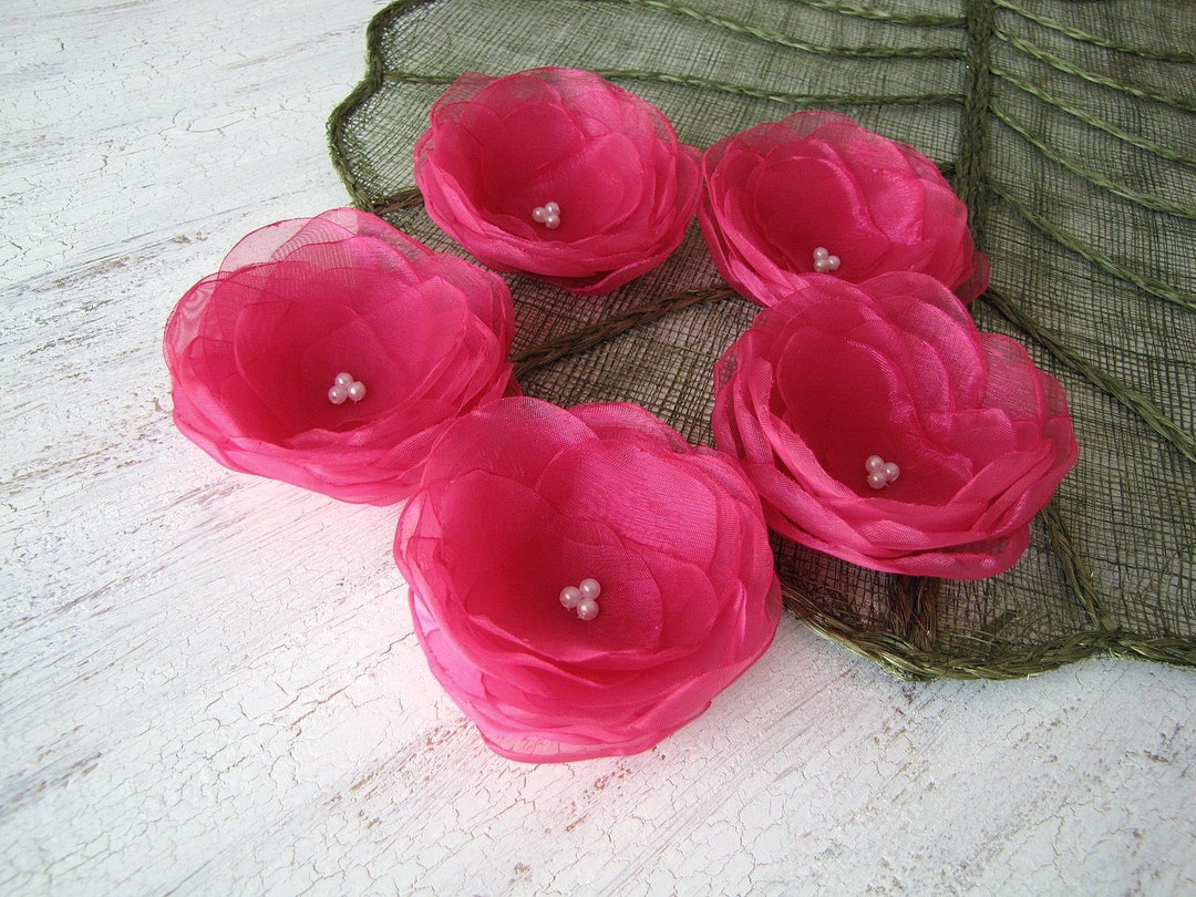 Water Lilies Handmade Organza Sew On Flower Appliques Fabric Flowers