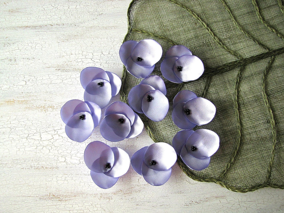 Hydrangea Blossoms- Handmade Satin Sew on Flower Appliques, Bridal DIY ...