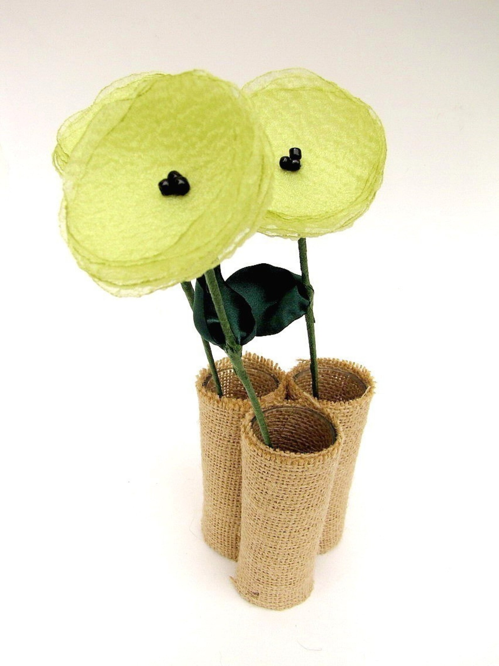 Handmade Flowers With Stems- Set of 3 Pcs- PEAR GREEN (as Seen in ...