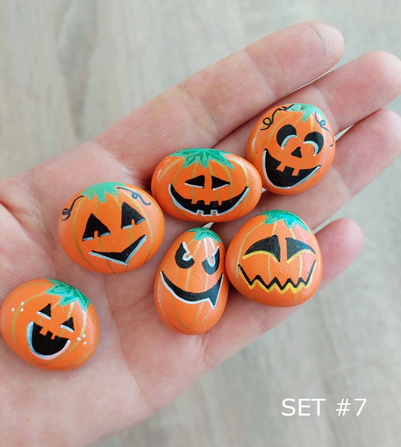 Painted Kindness Rocks Pumpkin Rocks Jack-o-lantern Stones - Etsy