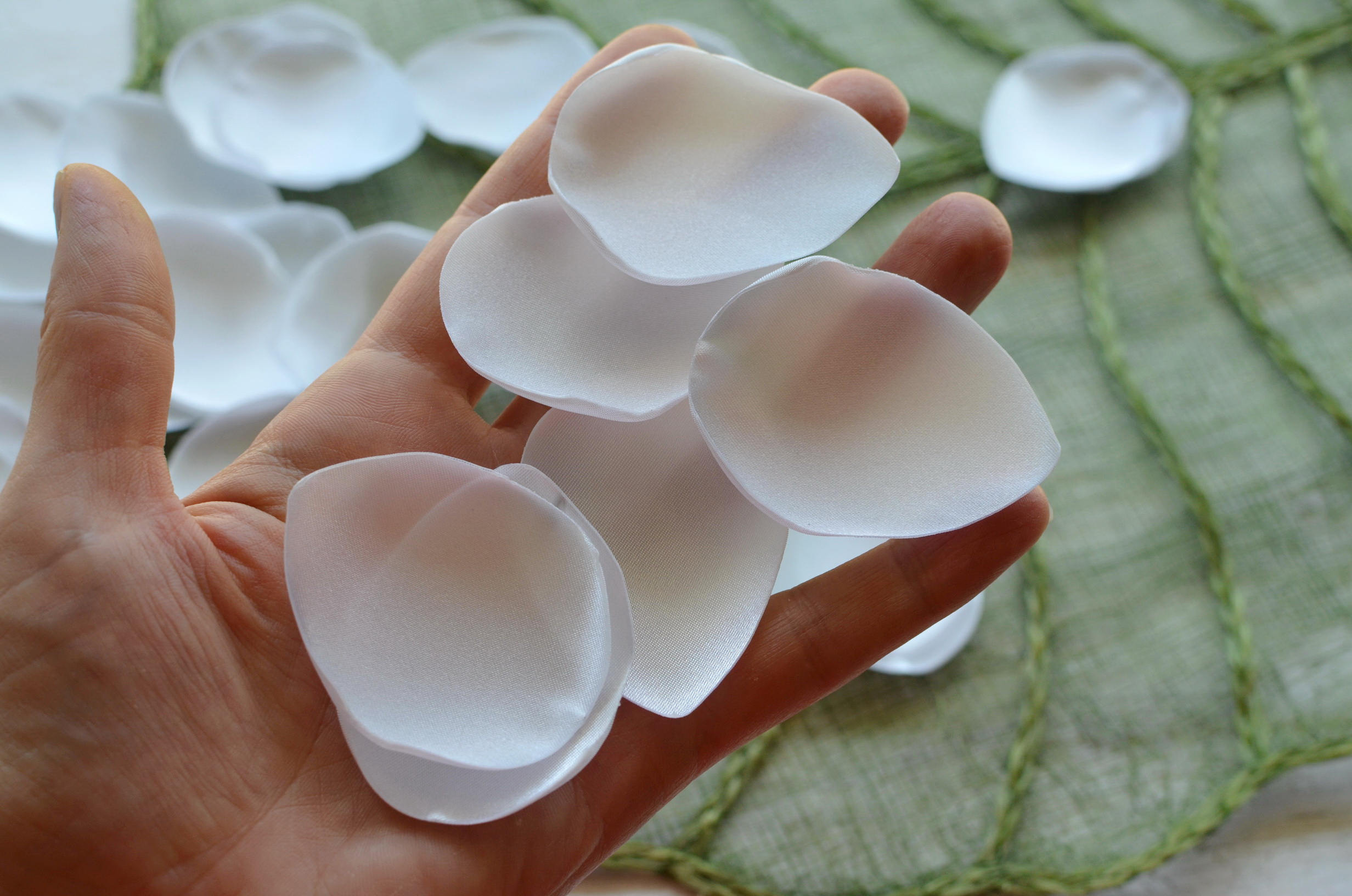 Satin leaf appliques rose petals fabric leaf embellishment | Etsy