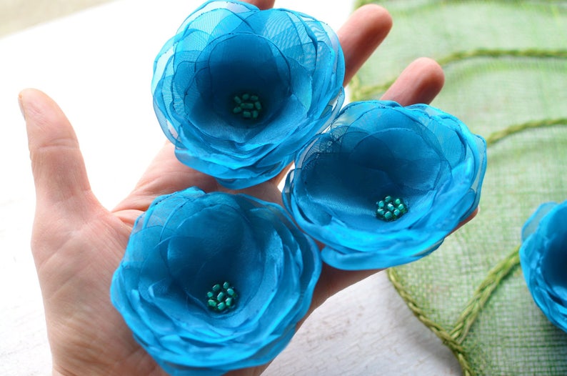 Water Lilies Organza Flower Appliques Wedding Flowers Etsy