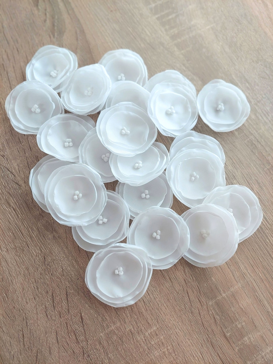 Fabric Flowers, Handmade Sew on Flower Appliques, Silk Flower Appliques ...