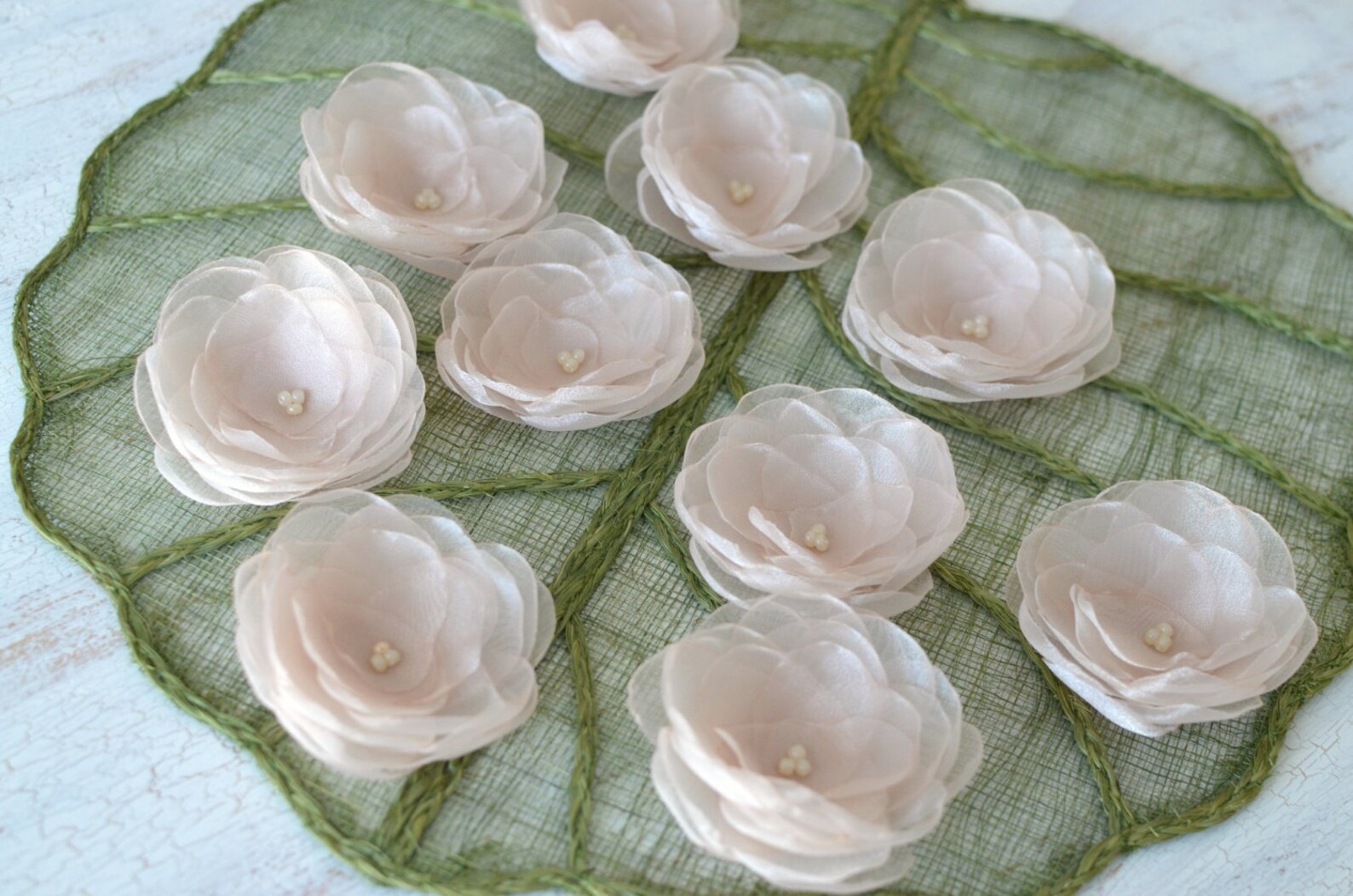 Water Lilies Handmade Organza Sew On Flower Appliques Fabric Etsy