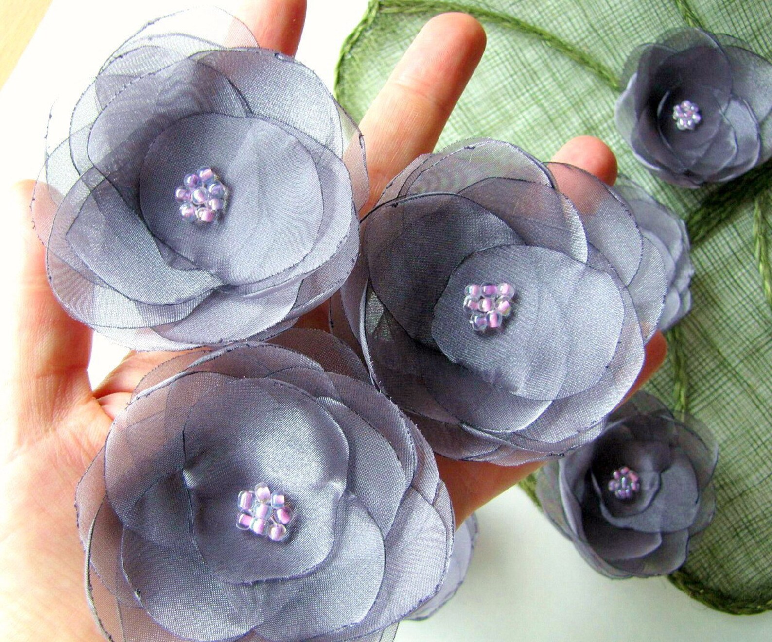 Fabric Flowers Water Lilies Handmade Organza Sew On Etsy