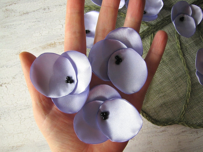 Hydrangea Blossoms Handmade Satin Sew on Flower Appliques - Etsy