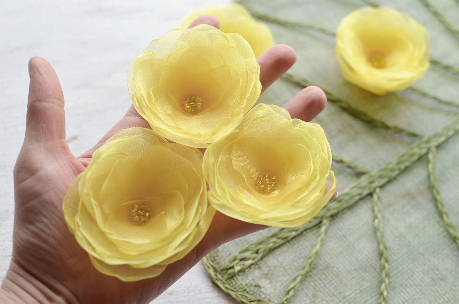 Water Lilies Organza Sew On Flower Appliques Fabric Flowers Etsy