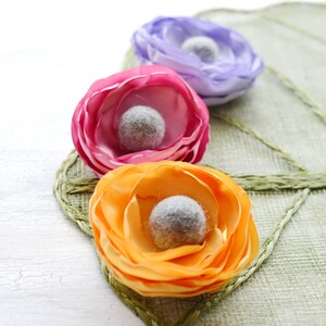 Handmade Satin Flower Brooch, Fabric Flower, Floral Accessory, Flower ...