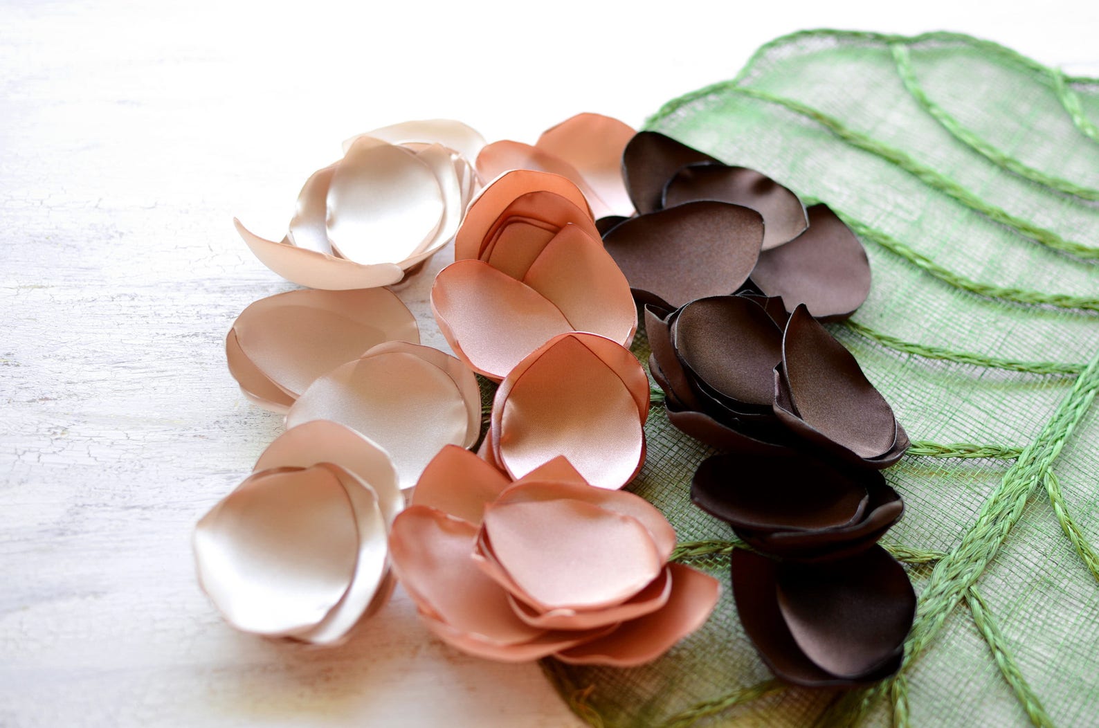 Satin Leaf Applique Rose Petals Fabric Embellishment Fabric - Etsy