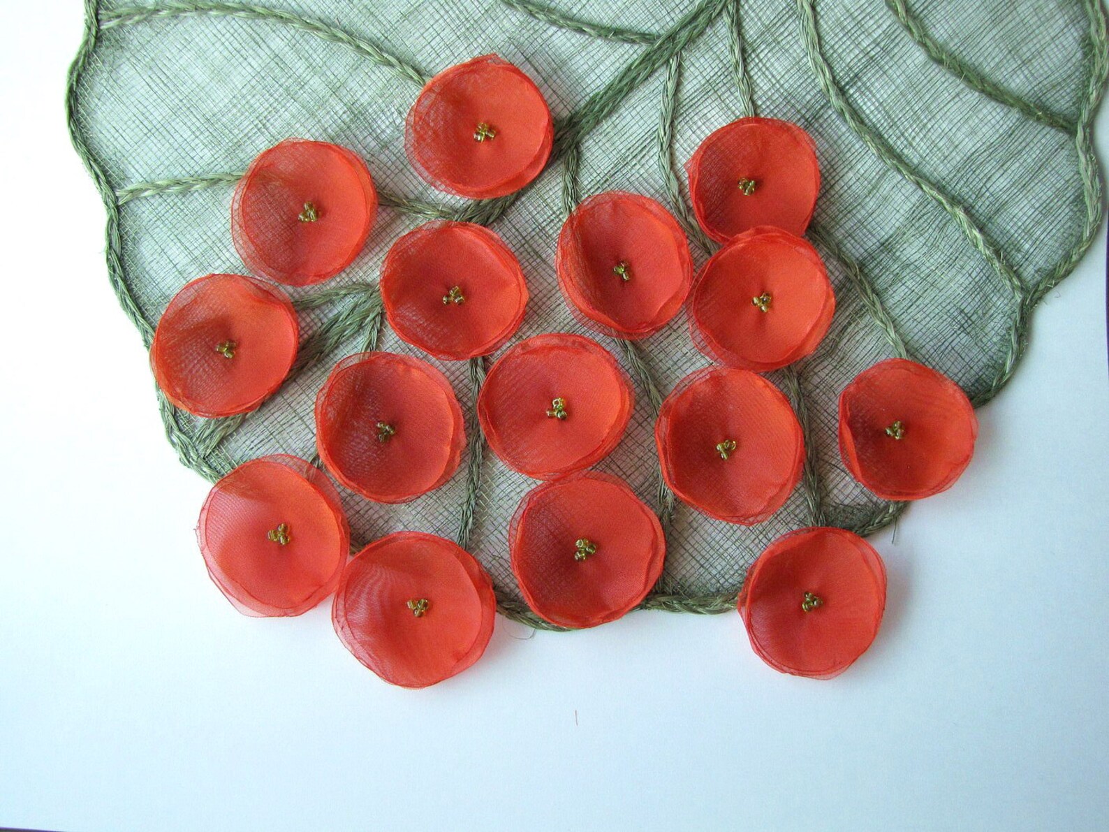 Fabric Flowers for Crafts Handmade Organza Sew on Flower - Etsy