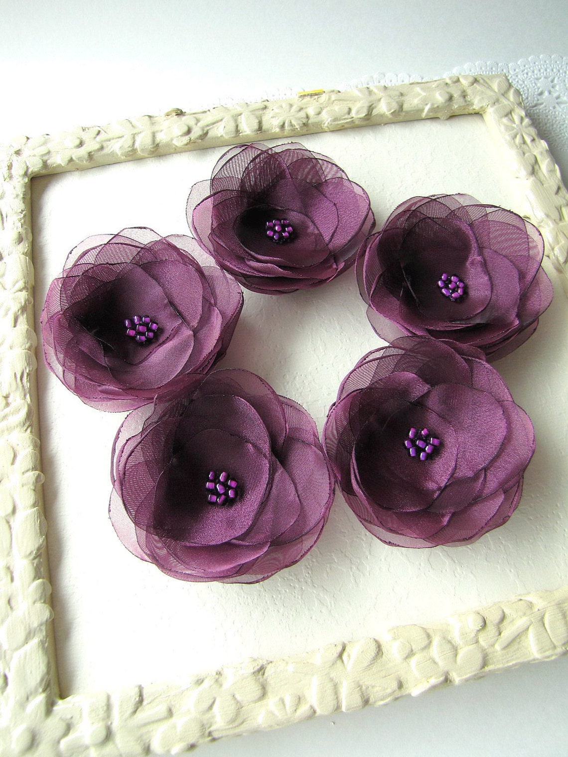 Water Lilies Organza Sew On Flower Appliques Fabric Flowers Etsy