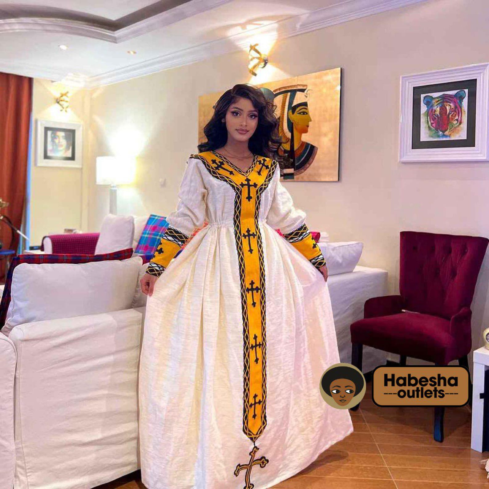 Elegant Ethiopian & Eritrean Habesha Dress | Traditional Handwoven ...