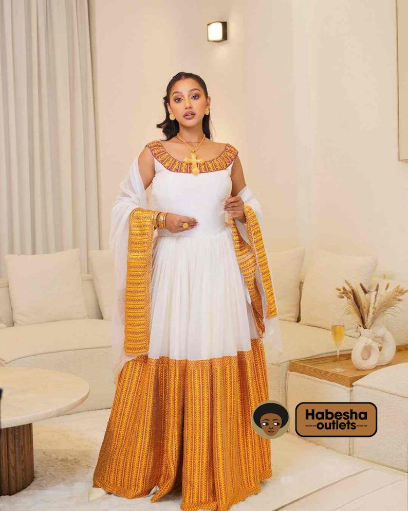 Elegant Ethiopian & Eritrean Habesha Dress | Traditional Handwoven ...
