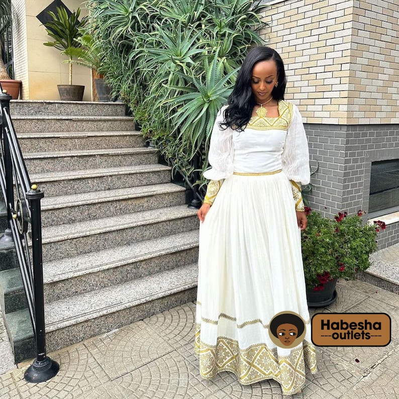 Elegant Ethiopian Habesha Dress | Traditional Kemis Zuria | Authentic ...