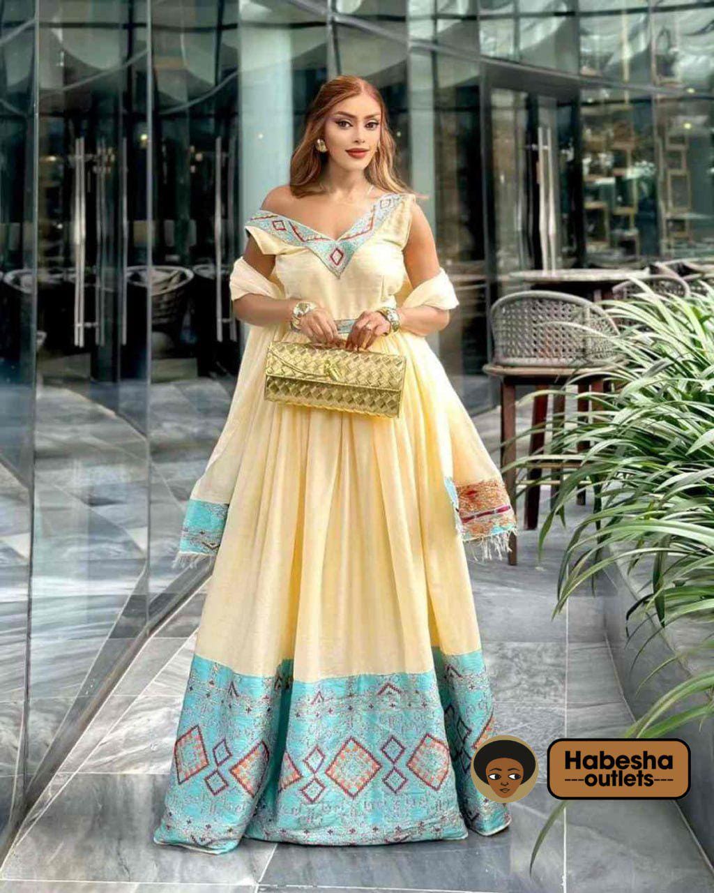 Elegant Ethiopian Dress | Stunning Habesha Dress | Traditional Kemis ...