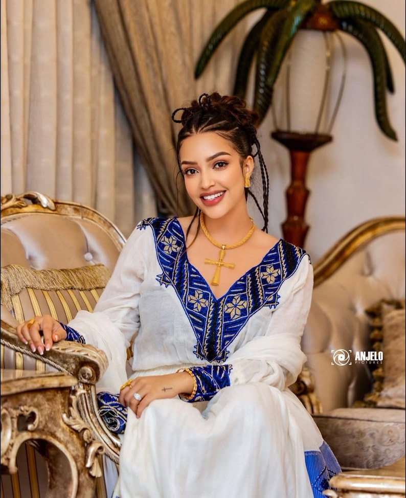 Ethiopian Zuria Dress: Traditional Habesha Kemis, Elegant Cultural Outfit - Etsy