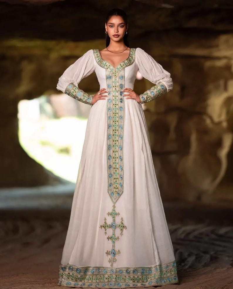 Elegant Ethiopian & Eritrean Habesha Dress | Traditional Handwoven ...