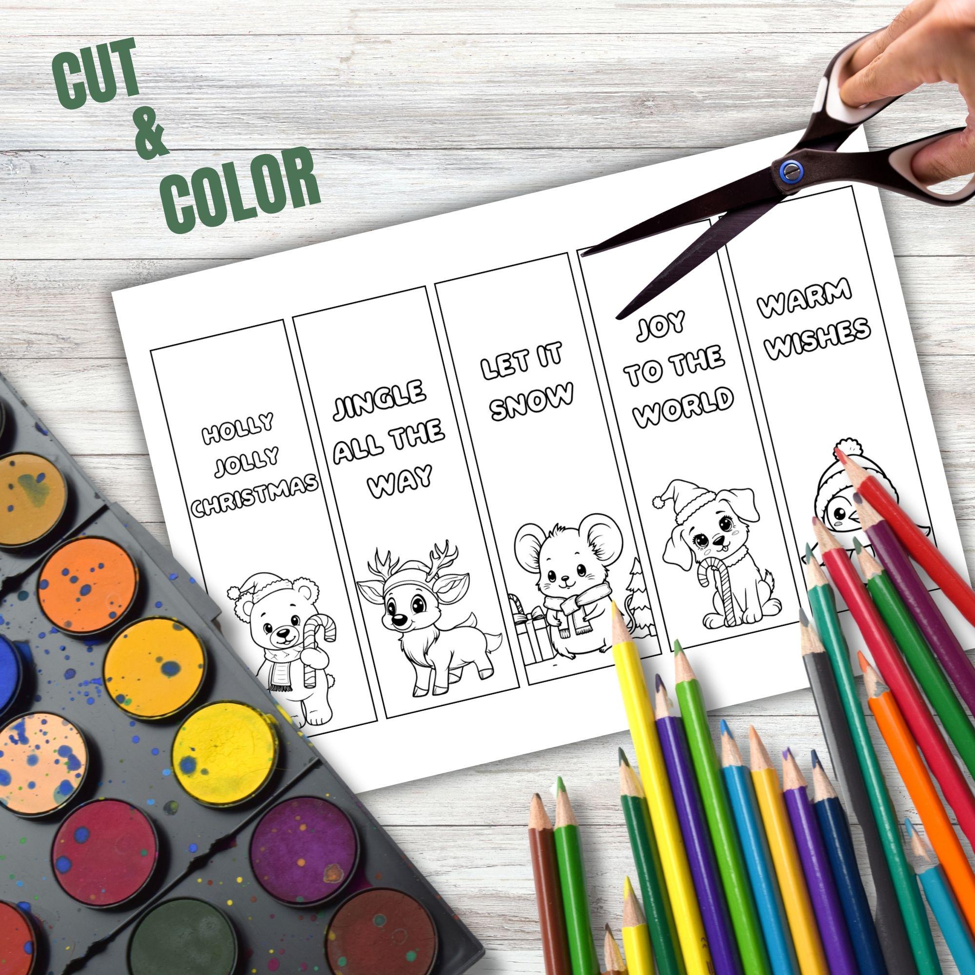 Printable Christmas Animals Coloring Bookmark Set for Kids and Adults ...