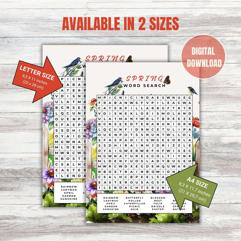 Spring Word Search Game With Answer Key, Printable Fun Educational ...